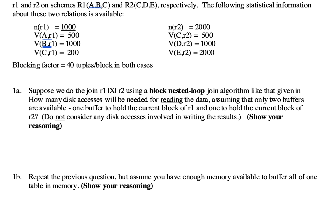 Solved rl and r2 on schemes R1(A,B,C) and R2(C,D,E), | Chegg.com