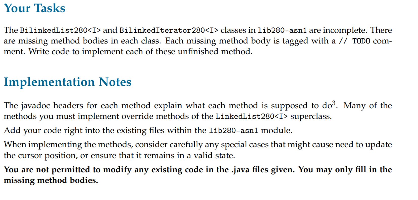Solved Your TasksThe BilinkedList280 ﻿and | Chegg.com