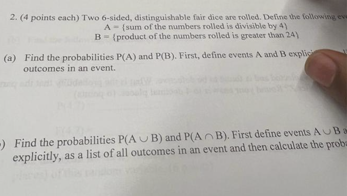 Solved (a) Find the probabilities P(A) and P(B). First, | Chegg.com