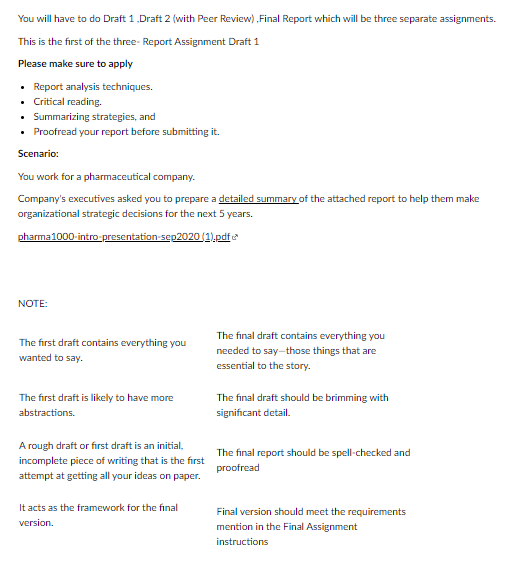 Solved draft 1 is a rough cut and draft 2 is final | Chegg.com