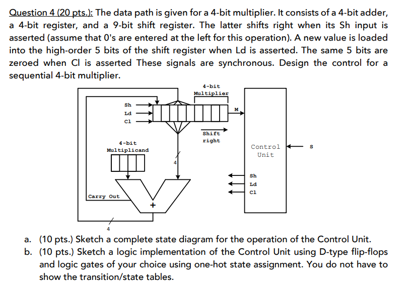 Solved Question 4 (20 pts.): The data path is given for a | Chegg.com