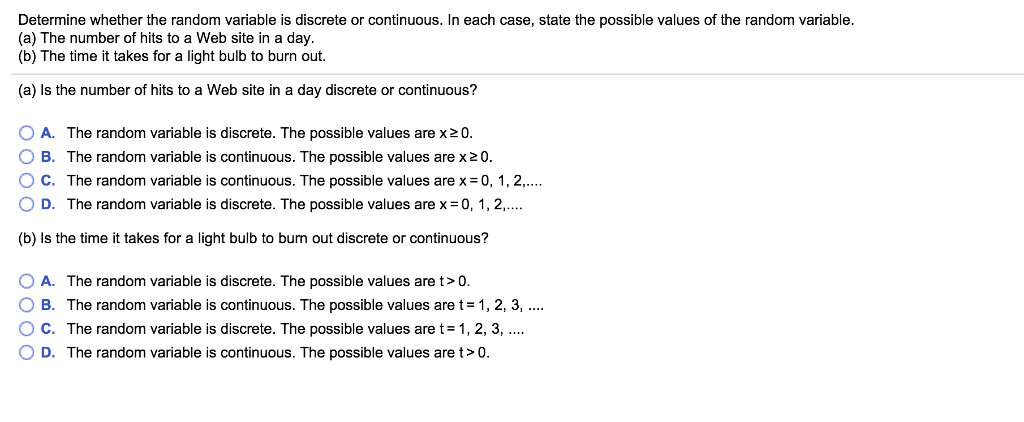 Solved Determine Whether The Random Variable Is Discrete Or 