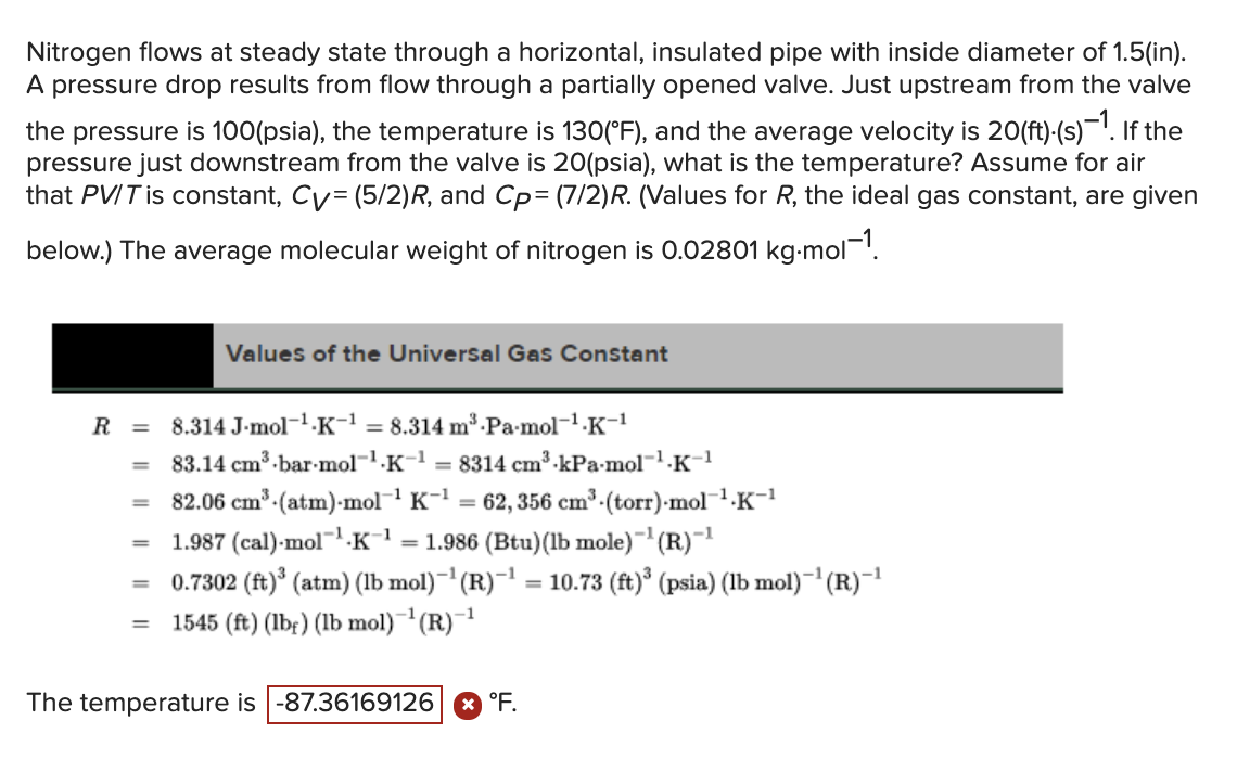 Solved Nitrogen flows at steady state through a horizontal, | Chegg.com
