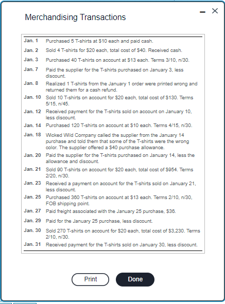 Merchandising TransactionsLedgerPrint DoneBegin by | Chegg.com