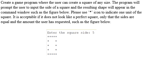 Solved Create a game program where the user can create a | Chegg.com