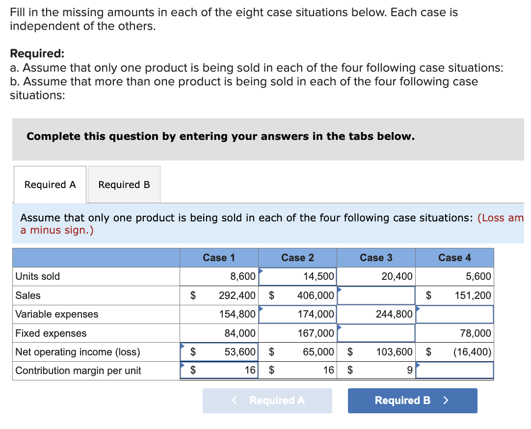 Solved Fill in the missing amounts in each of the eight case | Chegg.com