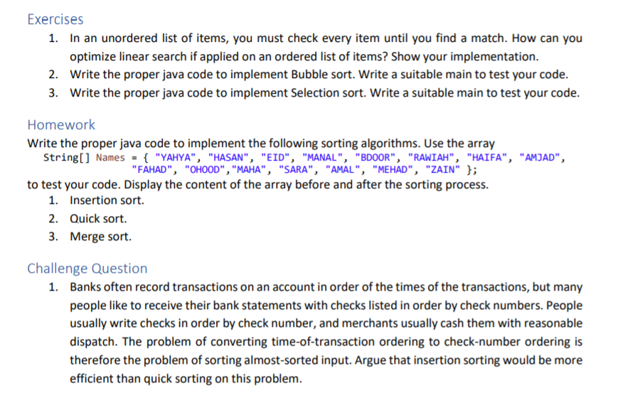 Lab 10. Searching and Sorting Algorithms Examples 3. | Chegg.com