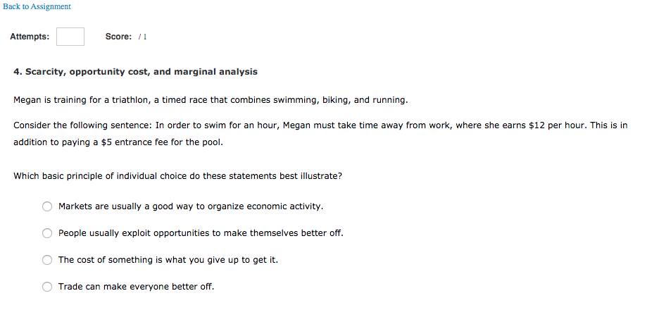 Solved Back to Assignment Attempts: Score: /1 4. Scarcity, | Chegg.com