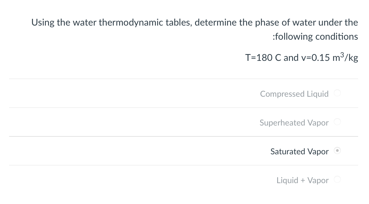 Solved Using the water thermodynamic tables, determine the | Chegg.com