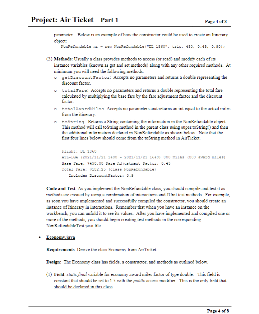 Solved Project: Air Ticket - Part 1 Page 1 of 8 Deliverables | Chegg.com