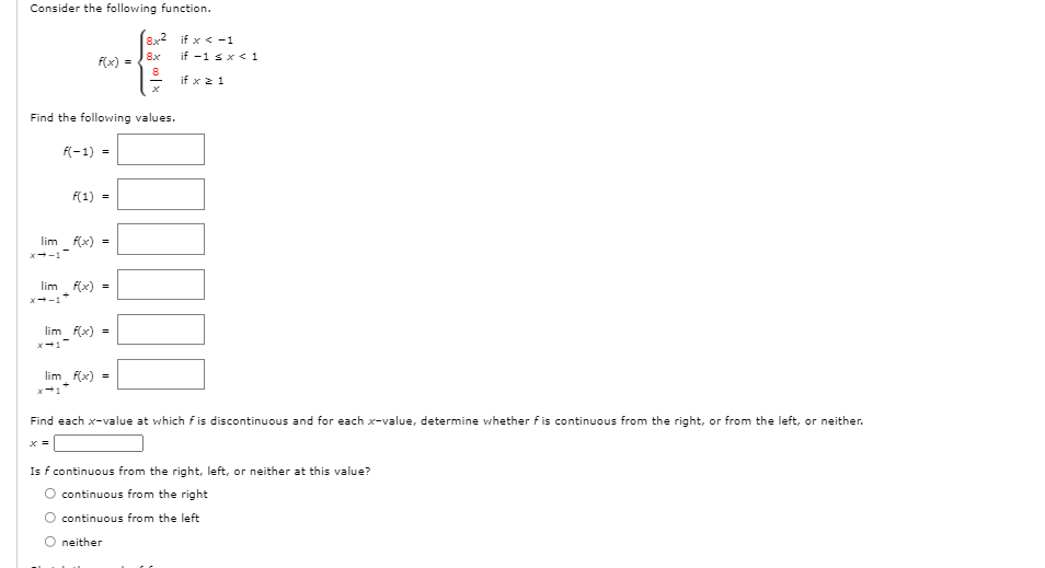 Solved Consider the following function. F(x) 8x2 if x