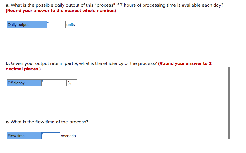 Solved The following represents a process used to assemble a | Chegg.com