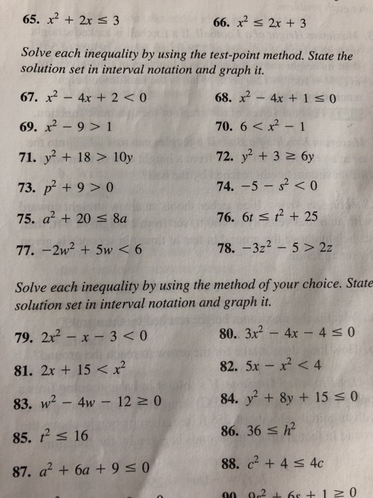 Solved 65. x2 2x s 3 66. x2 s 2x 3 Solve each inequality by | Chegg.com