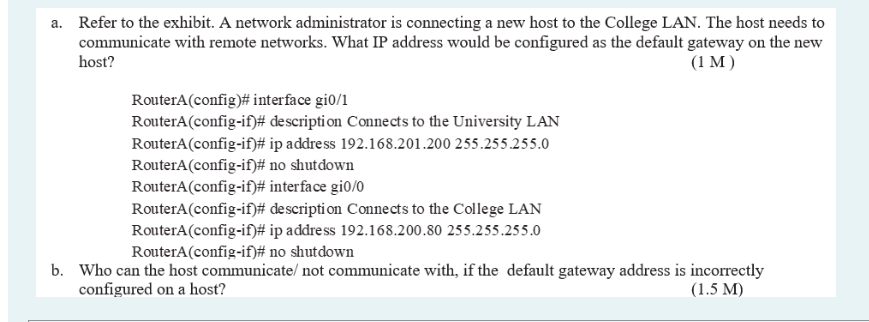 Solved a. Refer to the exhibit. A network administrator is | Chegg.com