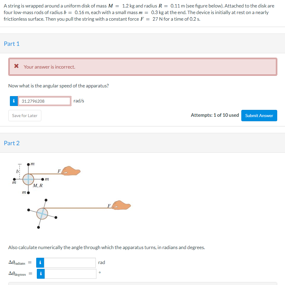 Solved A string is wrapped around a uniform disk of mass | Chegg.com