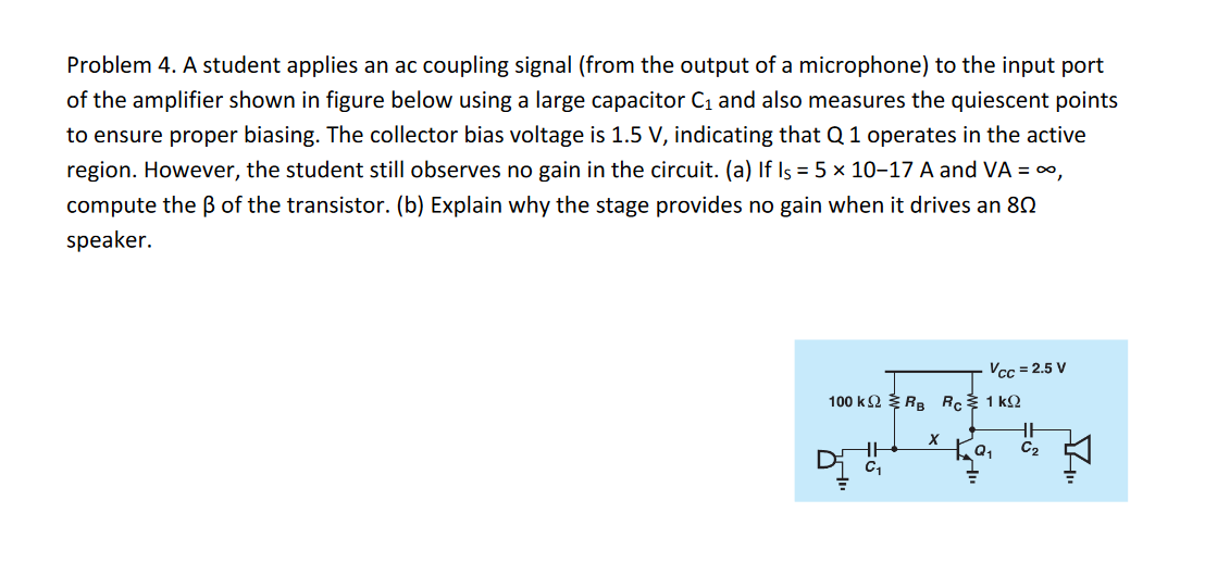 Solved Problem 4. A student applies an ac coupling signal | Chegg.com