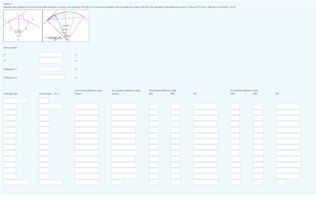 Solved Option Tabulate data needed to set out by theodolite | Chegg.com