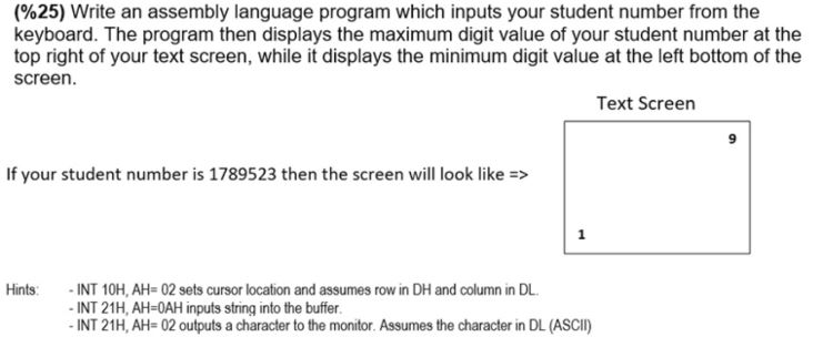 Solved (%25) Write an assembly language program which inputs | Chegg.com