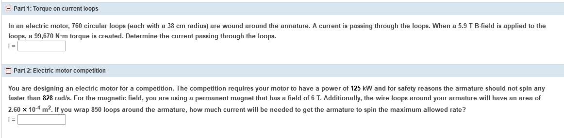 Solved O Part 1: Torque on current loops In an electric | Chegg.com