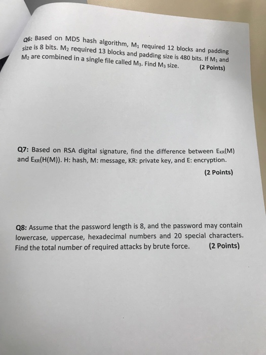Solved o6: Based on MD5 hash algorithm, Mi required 12 | Chegg.com