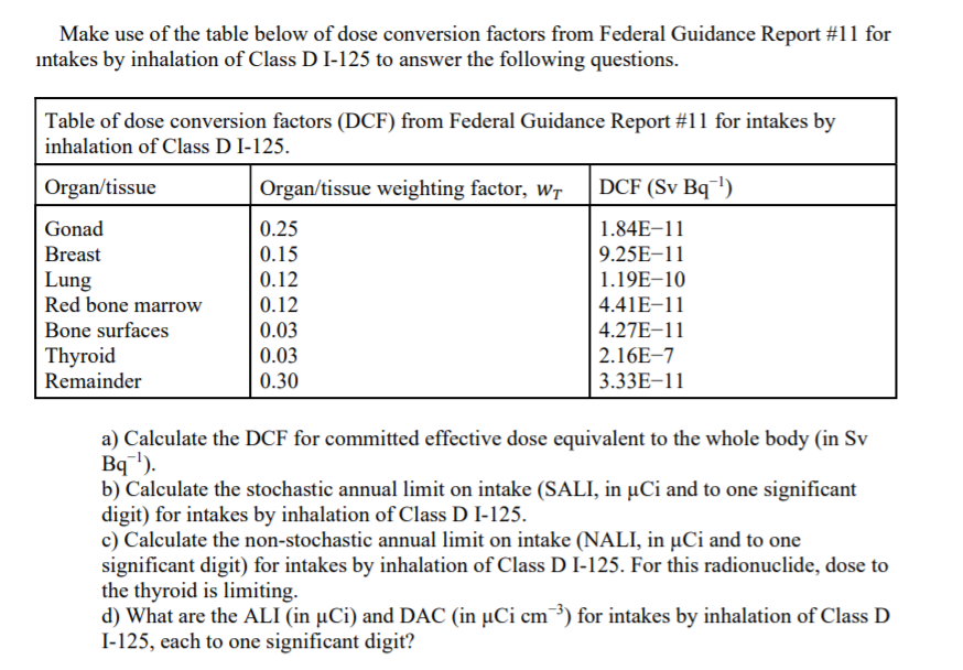 Make use of the table below of dose conversion | Chegg.com