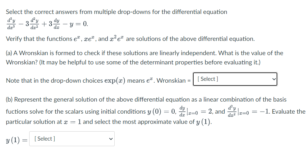 Solved Select the correct answers from multiple drop-downs | Chegg.com