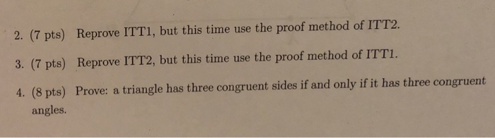 2. (7 pts) Reprove İTTİ, but this time use the proof | Chegg.com