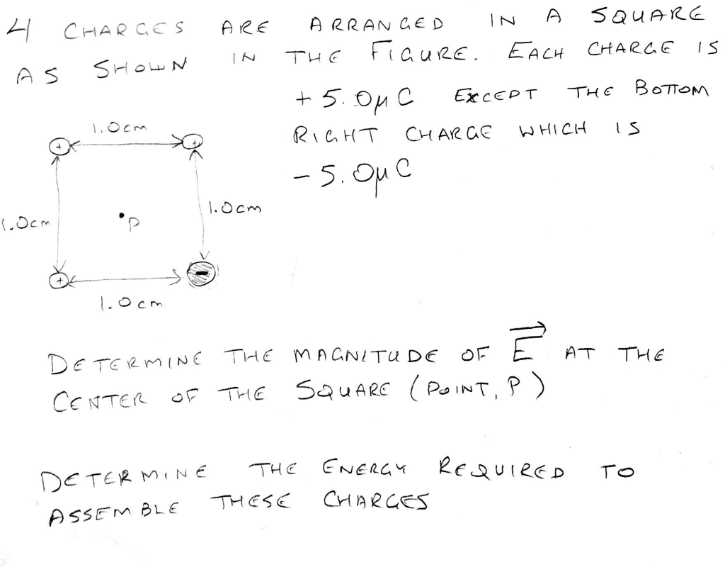 Solved 4 AS CHARGES SHOWN ARE IN ARRANGED IN A SQUARE THE | Chegg.com