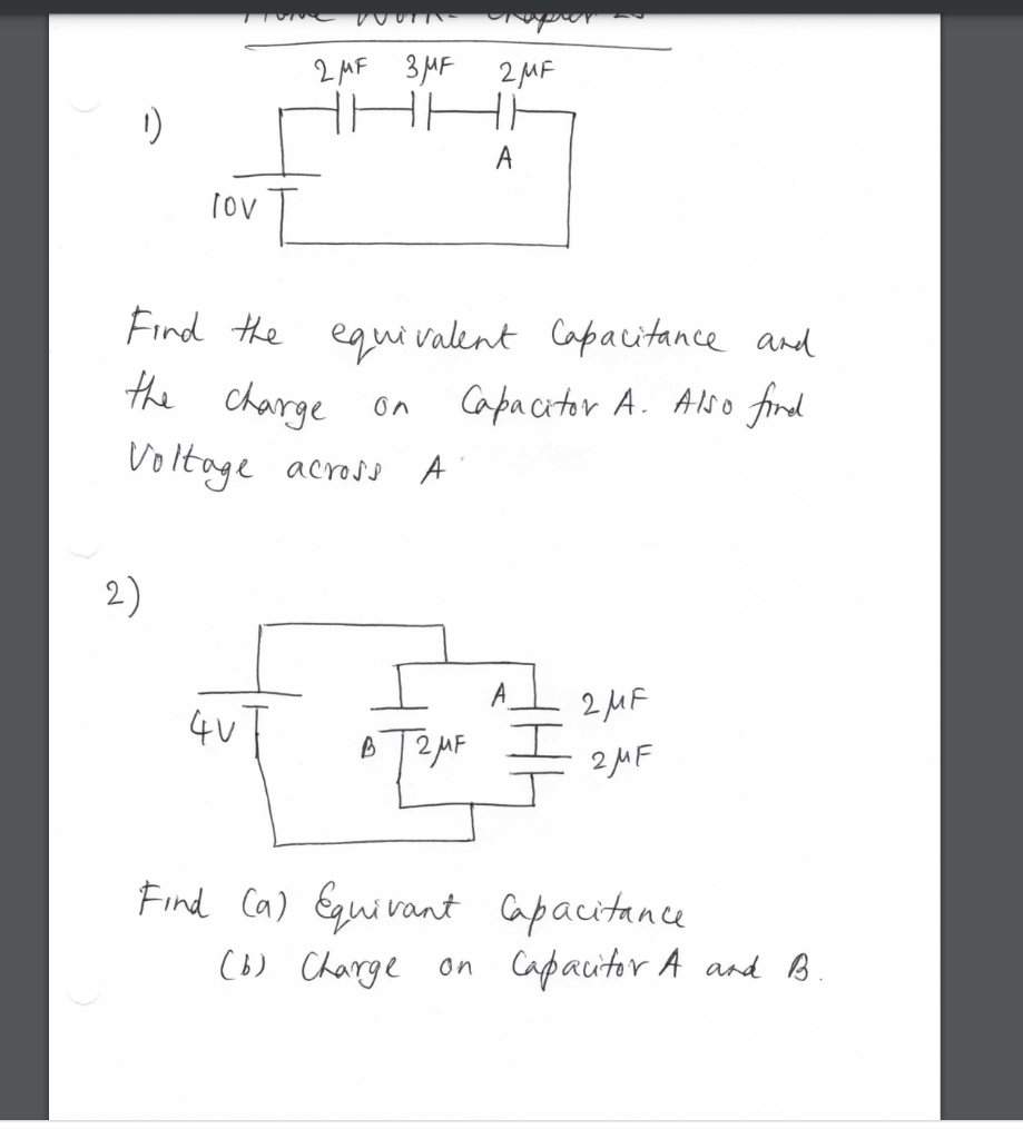 Solved 1) Find the equivalent Capacitance and the charge on | Chegg.com