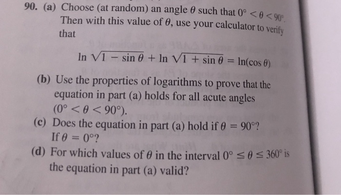 Solved 90. (a) Choose (at random) an angle θ such that 0。 | Chegg.com