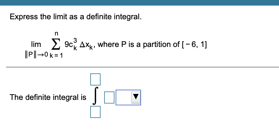 Solved Express the limit as a definite integral. n lim E | Chegg.com