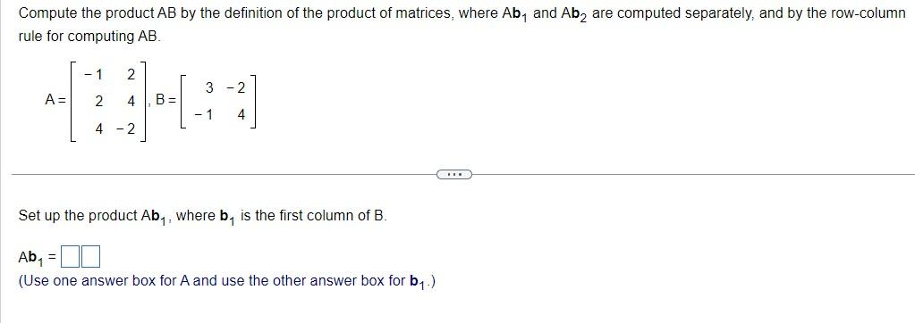 Solved Compute the product AB by the definition of the | Chegg.com