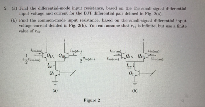 Solved 2. (a) Find the differential-mode input resistance, | Chegg.com