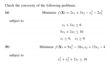 Solved Check the convexity of the following problems | Chegg.com