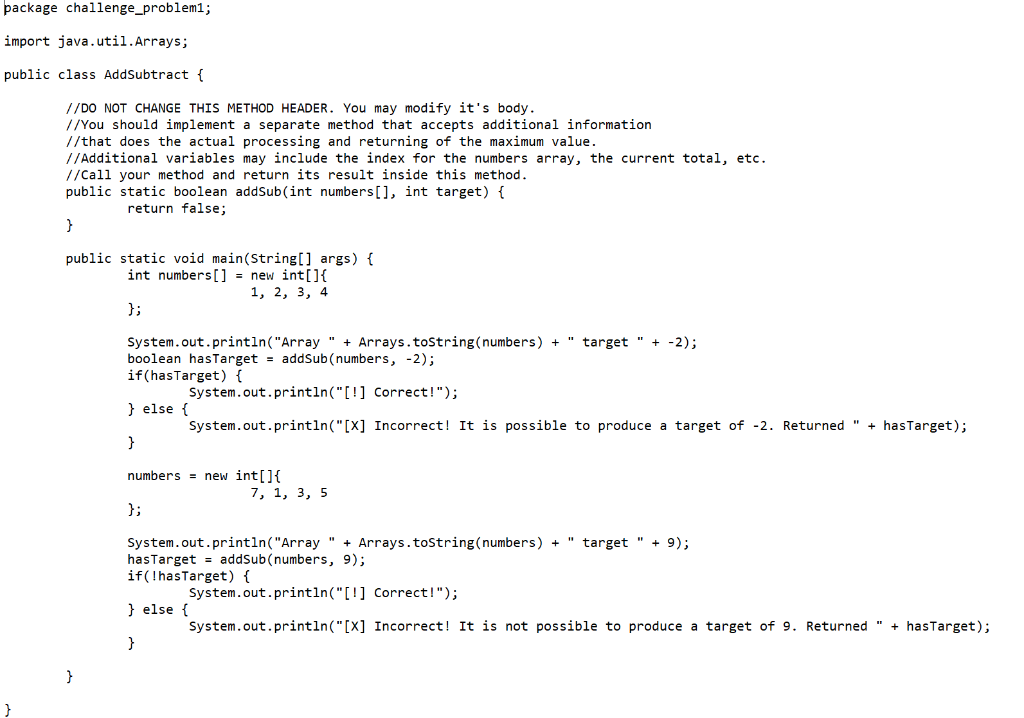 Solved Implement a method that takes an array of positive | Chegg.com