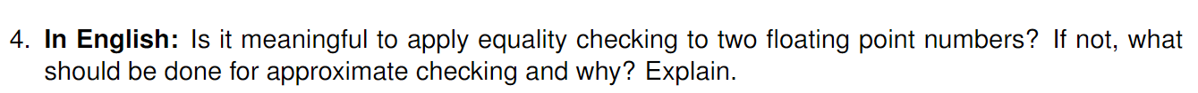 Solved 4.In English: Is it meaningful to apply equality | Chegg.com