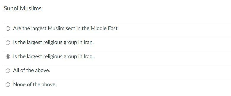 Solved Sunni Muslims: Are the largest Muslim sect in the | Chegg.com