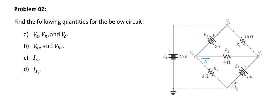 Solved Problem 02: Find the following quantities for the | Chegg.com