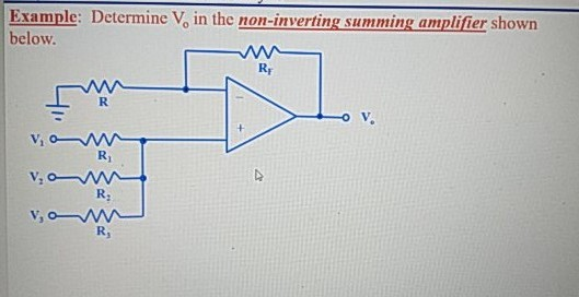 Solved Example: Determine V, in the non-inverting summing | Chegg.com