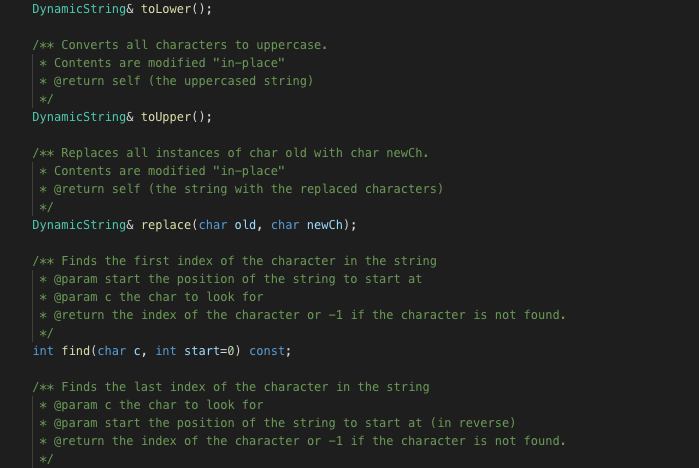 * Dynamicstring class which stores strings * using | Chegg.com