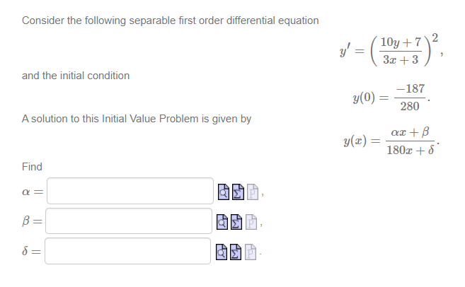 Solved Consider the following separable first order | Chegg.com