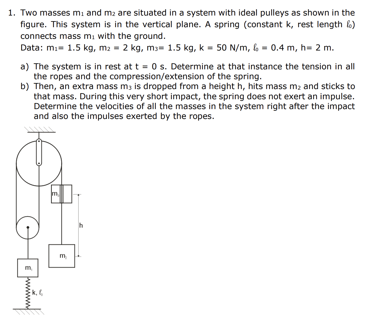 Solved Two masses m1 ﻿and m2 ﻿are situated in a system with | Chegg.com