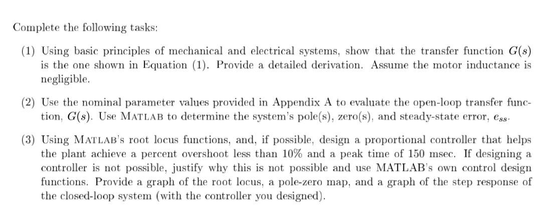 SYSTEM DESCRIPTION The linear cart shown in the | Chegg.com
