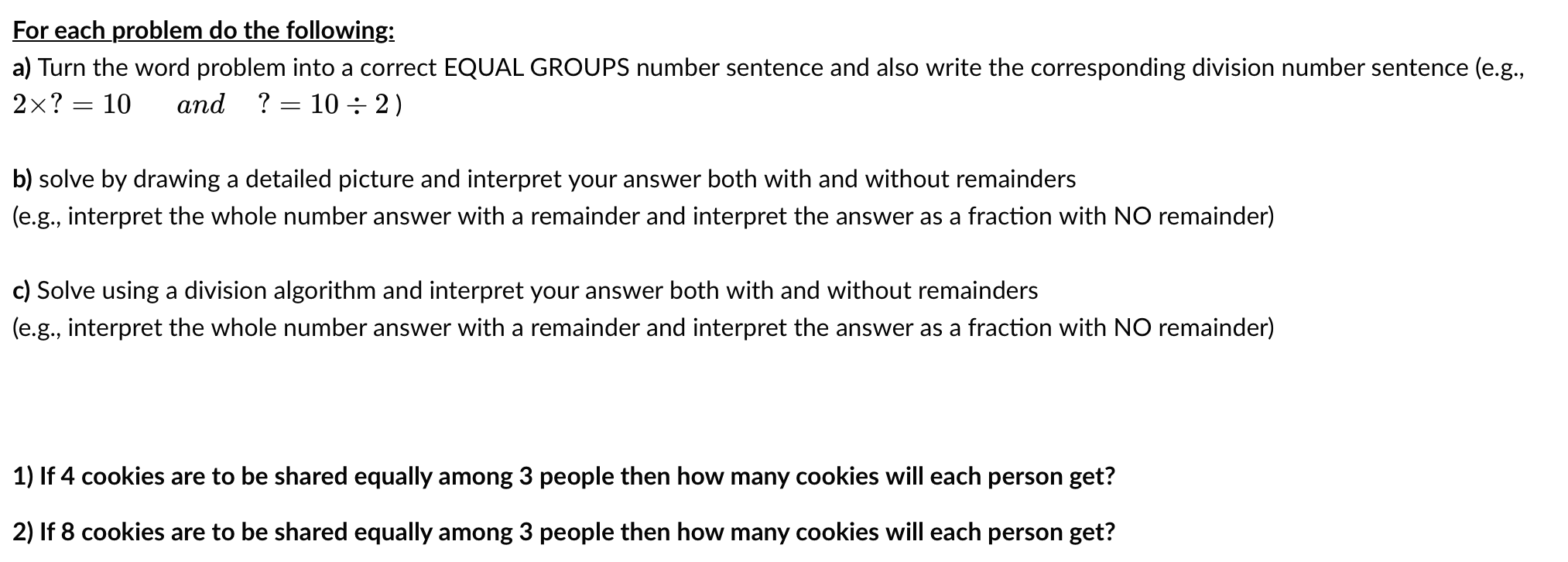 Solved Equal SharingHello im having trouble understanding | Chegg.com