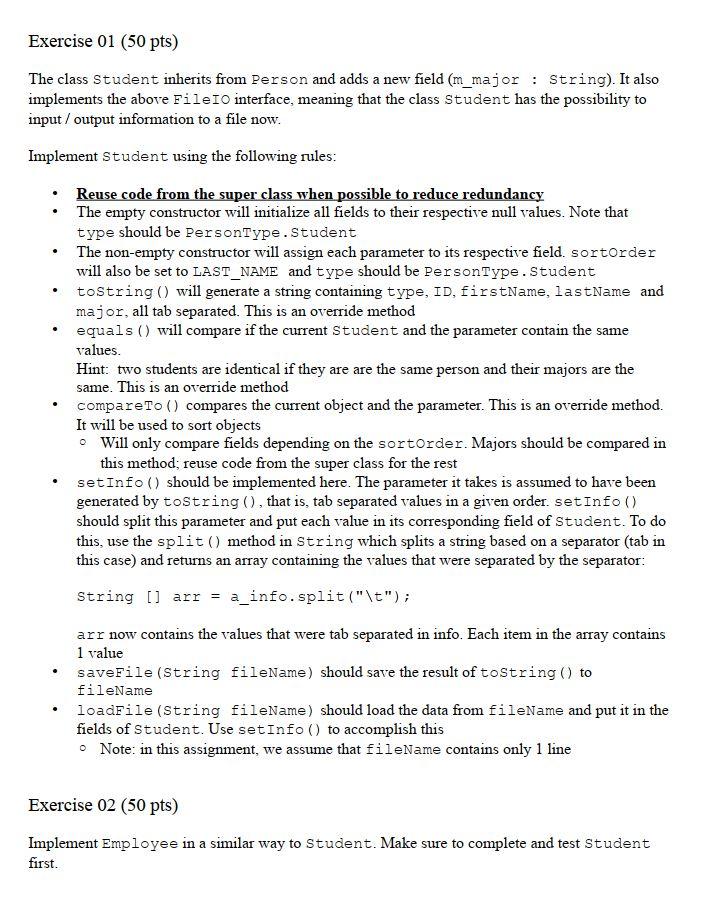 Solved Java - Assignment 06 - 1 (100 pts) interface | Chegg.com