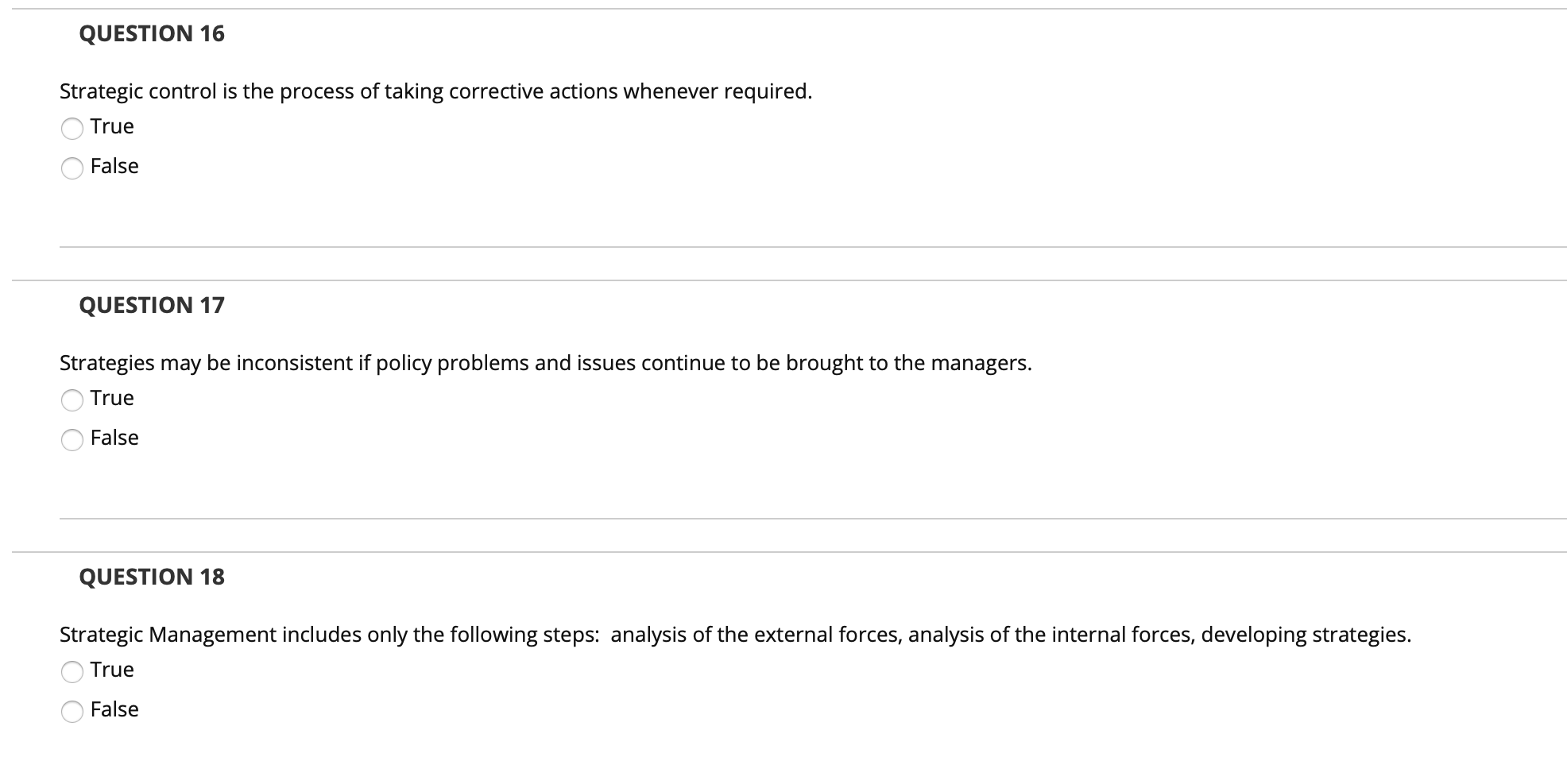 Solved QUESTION 16 Strategic control is the process of | Chegg.com