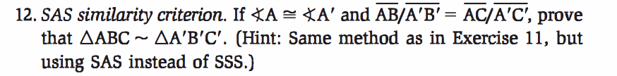 Solved 12. SAS similarity criterion. If A' and AB/A B | Chegg.com