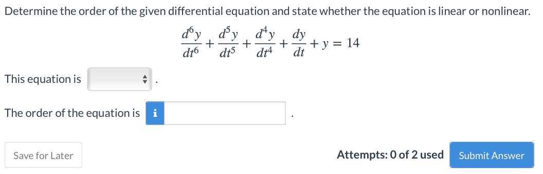 Solved Determine the order of the given differential | Chegg.com