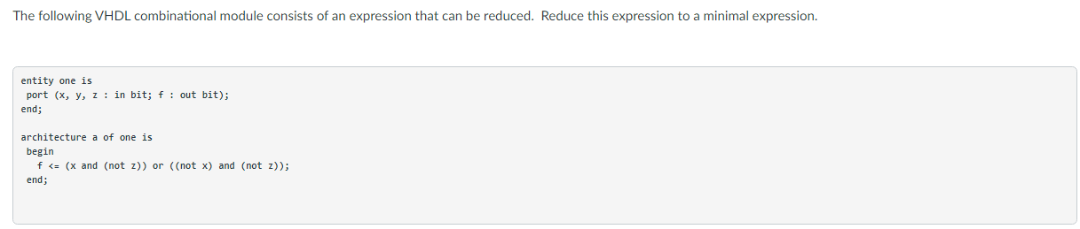 Solved The following VHDL combinational module consists of | Chegg.com