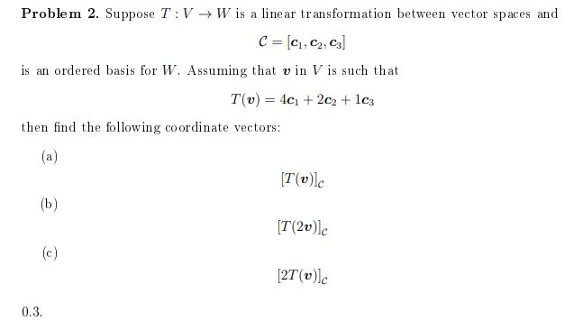 Solved Problem 2. Suppose T: V W is a linear transformation | Chegg.com
